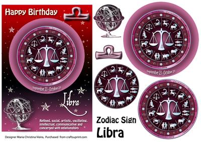 Zodiac Sign Libra Red - CUP523071_1784 | Craftsuprint