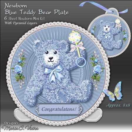 Newborn Blue Teddy Bear Plate - CUP668168_1784 | Craftsuprint