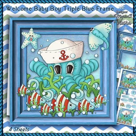 Welcome Baby Boy Triple Blue Frame Kit - CUP676666_1784 | Craftsuprint