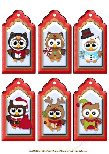 Christmas Tags 6 Owls Sheet 2 - CUP796401_1784 | Craftsuprint