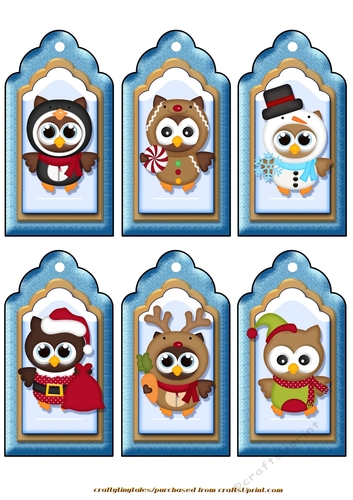 Christmas Tags 6 Owls Sheet 3 - CUP796402_1784 | Craftsuprint