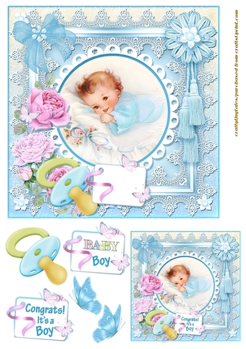 New Baby Card Front 7x7 Boy - CUP796755_1784 | Craftsuprint