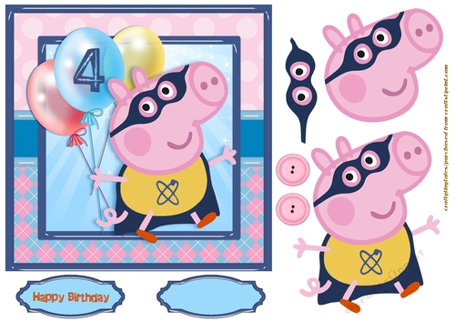 Peppa Pig Card Front 4 - CUP808557_1784 | Craftsuprint