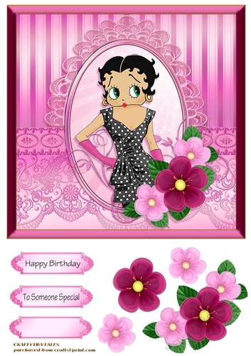 Betty Boop Card Front Pink Tone 3 - CUP810687_1784 | Craftsuprint