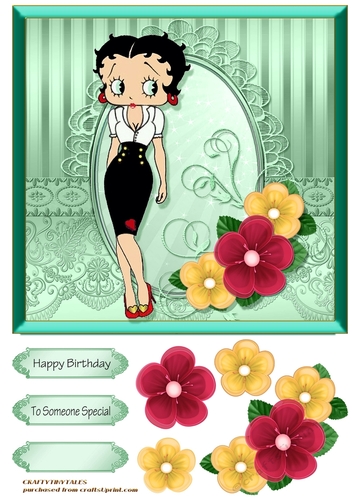 Betty Boop Card Front Green Tone 4 - CUP810688_1784 | Craftsuprint