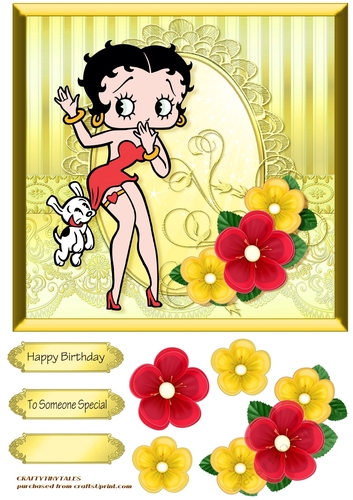 Betty Boop Card Front Yellow Tone 5 - CUP810694_1784 | Craftsuprint