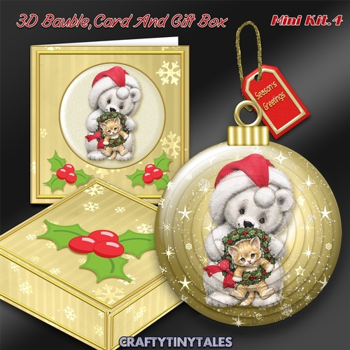 3D Bauble Card And Gift Box Gold 4 - CUP823174_1784 | Craftsuprint