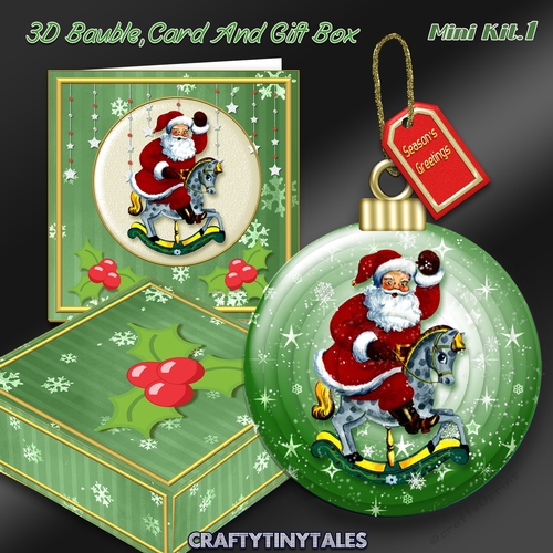 3D Santa Bauble,Card and Box Mini Kit 1 - CUP825336_1784 | Craftsuprint