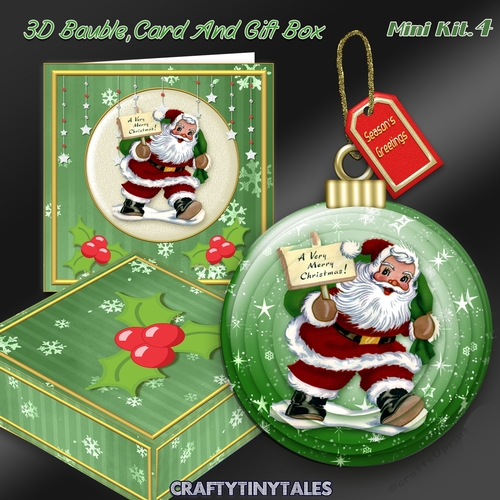 3D Santa Bauble,Card and Box Mini Kit 4 - CUP825339_1784 | Craftsuprint