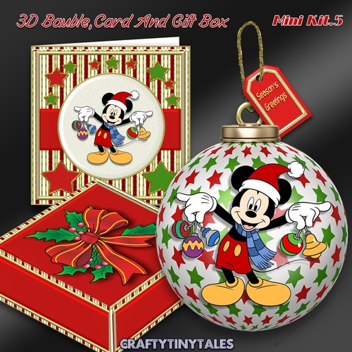 3D Bauble Card And Gift Box Bauble Mickey - CUP827553_1784 | Craftsuprint