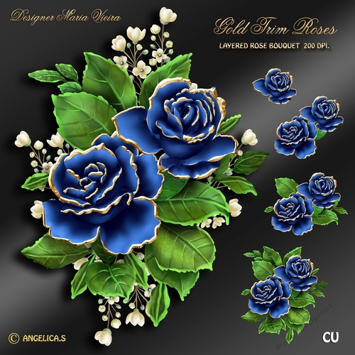 Gold Trim Rose Bouquet Kit-1 - CUP891084_1784 | Craftsuprint