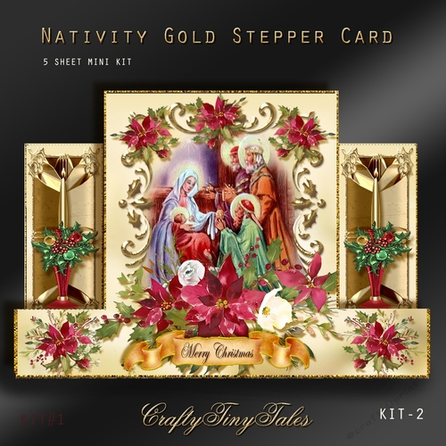 Nativity Gold Stepper Card Kit-2 - CUP930211_1784 | Craftsuprint