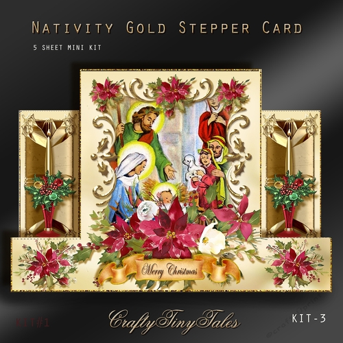 Nativity Gold Stepper Card Kit-3 - CUP930212_1784 | Craftsuprint