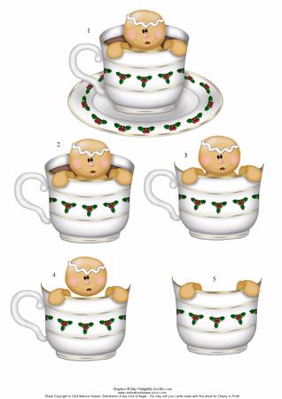 Gingerbread Man In Tea Cup - CUP700023_20 | Craftsuprint