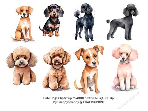 Cute Watercolour Dogs Clipart - CUP1239821_1294 | Craftsuprint