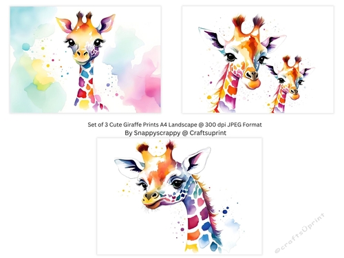Set of 3 Cute Giraffe Prints - CUP1239953_1294 | Craftsuprint