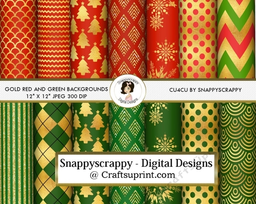 Red, Green and Gold Christmas Background Papers - CU4CU - CUP824835 ...