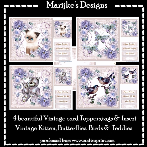 Kit 4 Vintage Card Toppers , Tags & Insert - CUP1045051_936 | Craftsuprint