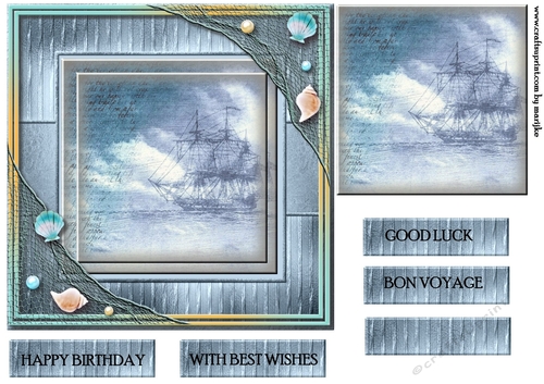 Male Card Topper Antique Ship - CUP1048273_936 | Craftsuprint