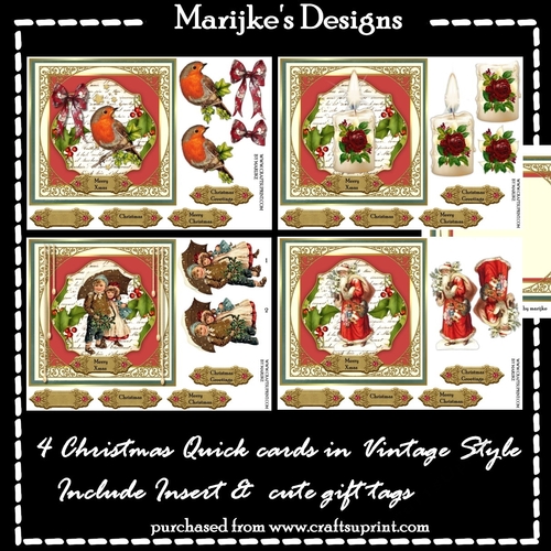 BK Vintage Christmas Quick Cards & Insert - CUP1058188_936 | Craftsuprint