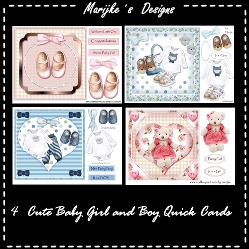 4 Cute Baby Quick Cards Kit - CUP1098863_936 | Craftsuprint