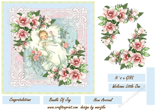 Quick card Vintage baby Girl 2 - CUP1142476_936 | Craftsuprint