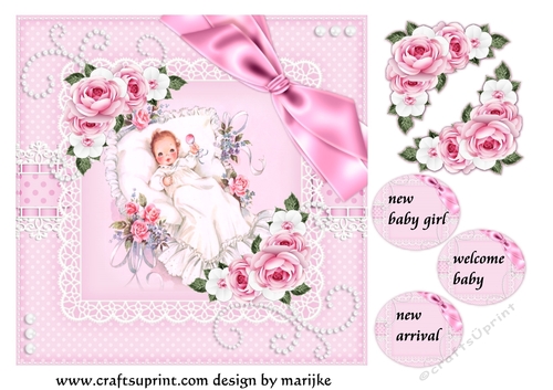 Vintage baby Girl Quick Card - CUP1164729_936 | Craftsuprint