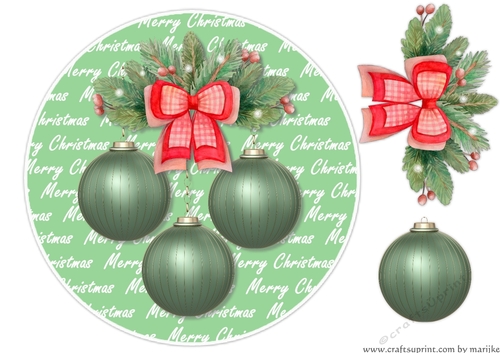 Topper Christmas Baubles, Round topper - CUP1178162_936 | Craftsuprint