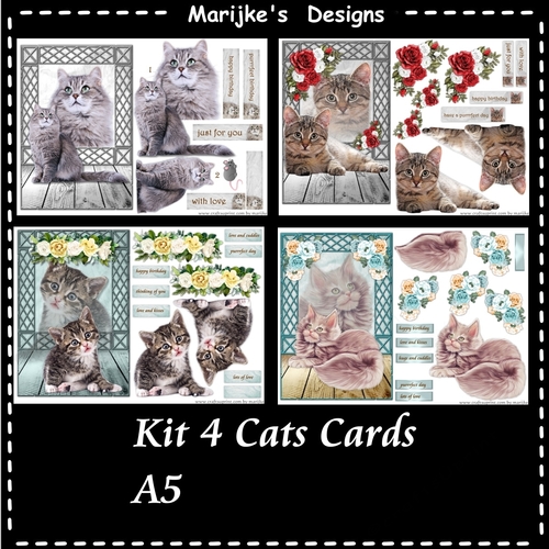 Four Cats Cards A5 Kit - CUP1186799_936 | Craftsuprint