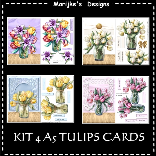 Kit 4 Tulips Cards A5 - CUP1190025_936 | Craftsuprint