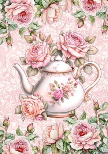 A4 Vintage Roses Tea pot - CUP1211465_936 | Craftsuprint