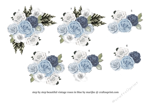 Step By Step Vintage Roses In Blue - CUP1217815_936 | Craftsuprint