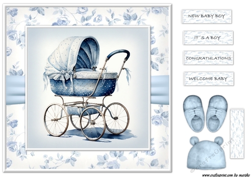 Baby Boy Pram 3 - CUP1274074_936 | Craftsuprint