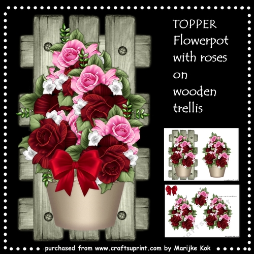 Flowerpot With Roses On Wooden Trellis Mini Kit - CUP1281757_936 ...