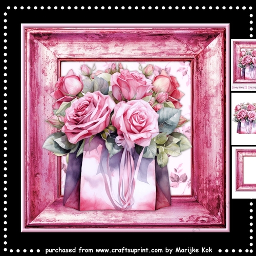 Pink Vintage Roses in Wooden Frame mini Kit - CUP1309141_936 | Craftsuprint