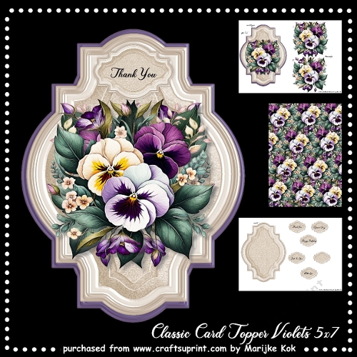 Classic card Topper Violets Mini Kit - CUP1365411_936 | Craftsuprint