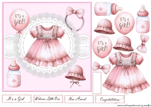 Baby Girl Dress Quick card 7x7 - CUP1371830_936 | Craftsuprint