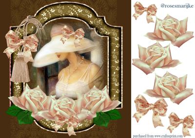 Vintage Lady in Antique Frame with Roses - CUP314139_936 | Craftsuprint