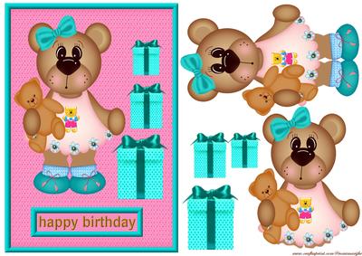 Cute Bear Birthday Girl - CUP330700_936 | Craftsuprint