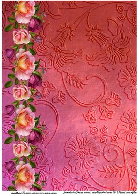 A4 Backing Paper Romantic Roses - CUP339124_936 | Craftsuprint