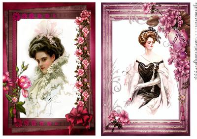 Vintage Ladys in Romantic Frame - CUP370154_936 | Craftsuprint