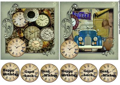 Vintage Clocks Male Cards - CUP450601_936 | Craftsuprint