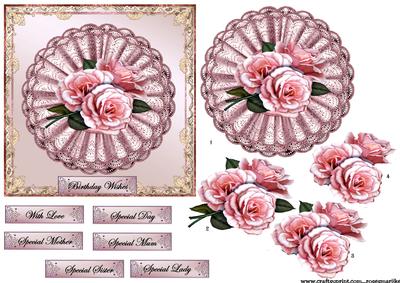 Classic Vintage Roses on French Lace - CUP456078_936 | Craftsuprint