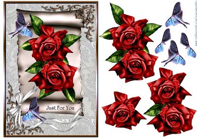 Scroll& Red Roses& Butterflies - CUP490817_936 | Craftsuprint