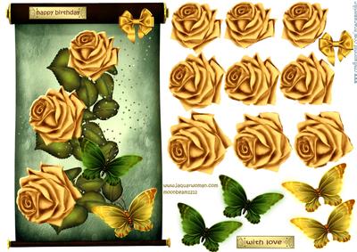 Yellow Roses on a Vintage Scroll - CUP492085_936 | Craftsuprint