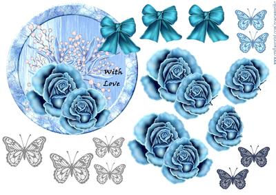 Round Topper Winter Roses in Bleu - CUP493585_936 | Craftsuprint
