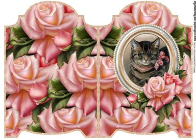 Screen Shaped Card Vintage Cat and Roses - CUP531339_936 | Craftsuprint