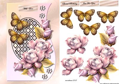 Shaped Card Lattice & Porcelain Roses - CUP550671_936 | Craftsuprint