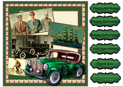 Male Card Topper Vintage Collage - CUP608901_936 | Craftsuprint