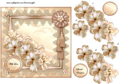 Deep Cream Roses in Lace Frame - CUP619100_936 | Craftsuprint